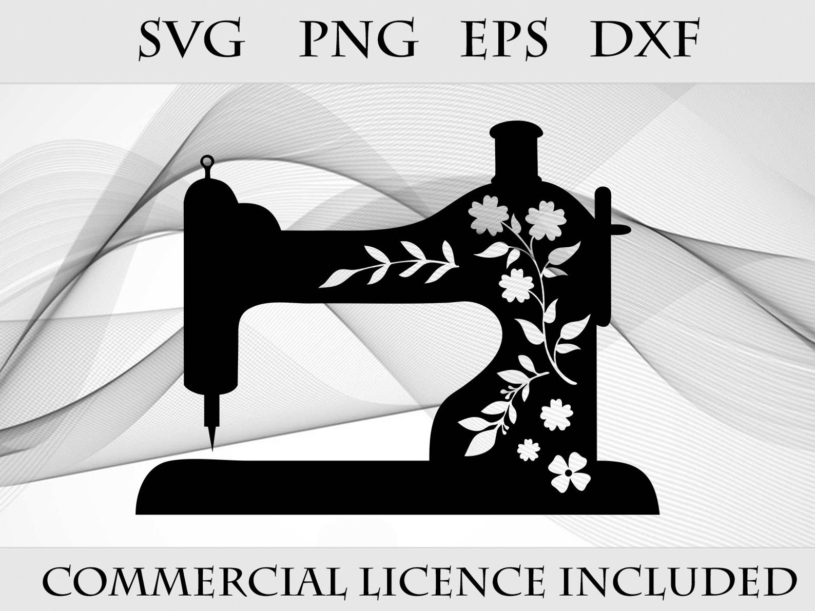 Floral Sewing Machine SVG Png Eps Dxf Cuttable File Cricut - Etsy