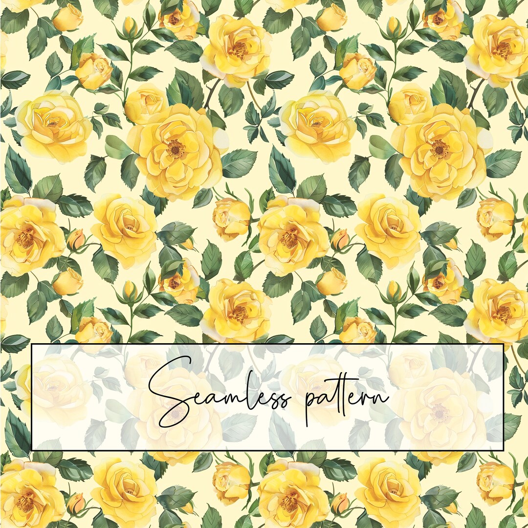 Watercolor Yellow Roses Seamless Pattern, Floral Repeat Pattern ...