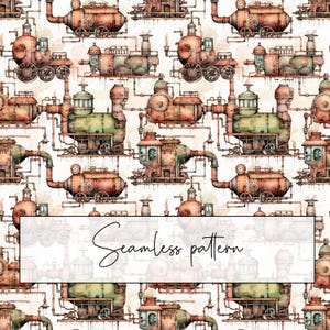 Watercolor Steampunk Seamless Pattern, Steampunk Grunge Repeat Pattern ...