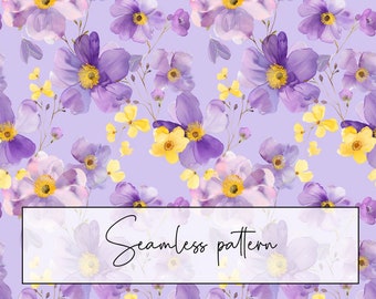 Yellow and Purple Seamless Pattern Digital Download - Etsy