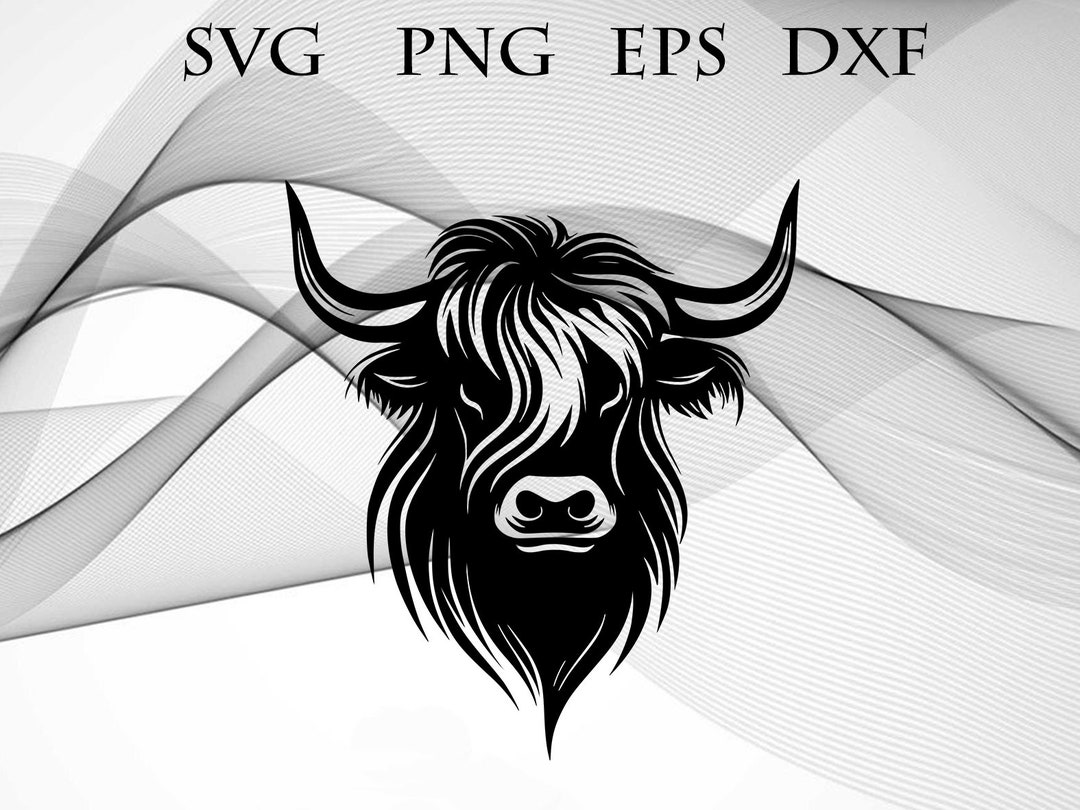 Scottish Highland Cow Head SVG Png Eps Dxf Cut File Vector Art, Clip ...
