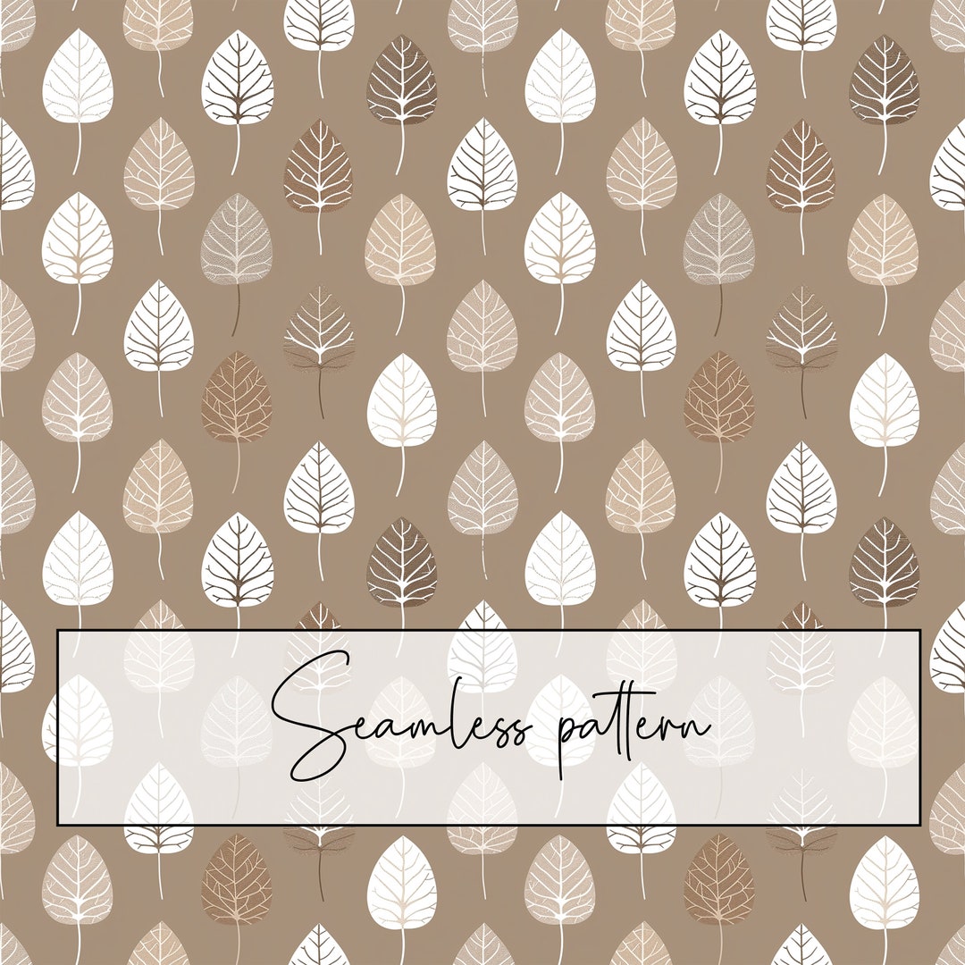 Modern Brown Leaf Tree Seamless Pattern, Artistic Neutral Leaves Repeat ...
