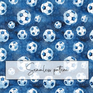 Watercolor Blue Soccer Ball Pattern, Beige Football Ball Repeat Pattern ...