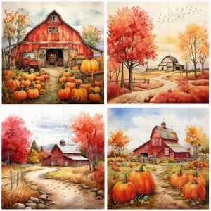 Old Red Barn Bundle of 12 JPG Clipart, Watercolor Barn, Countryside ...