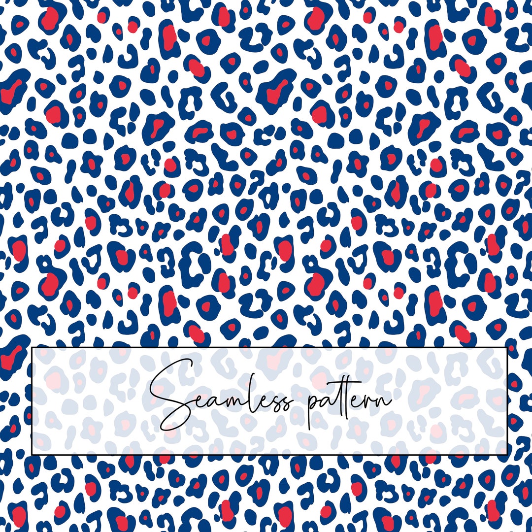 Red and Blue Leopard Print Seamless Pattern, Cheetah Skin Repeat ...