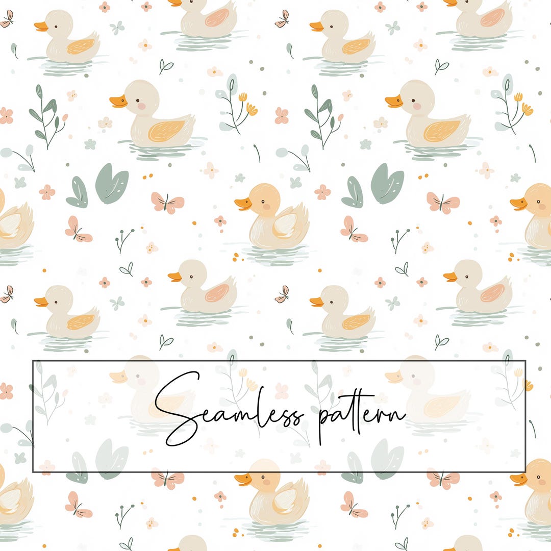Hand Drawn Duck Seamless Pattern, Light Minimalist Pastel Ducks Repeat ...
