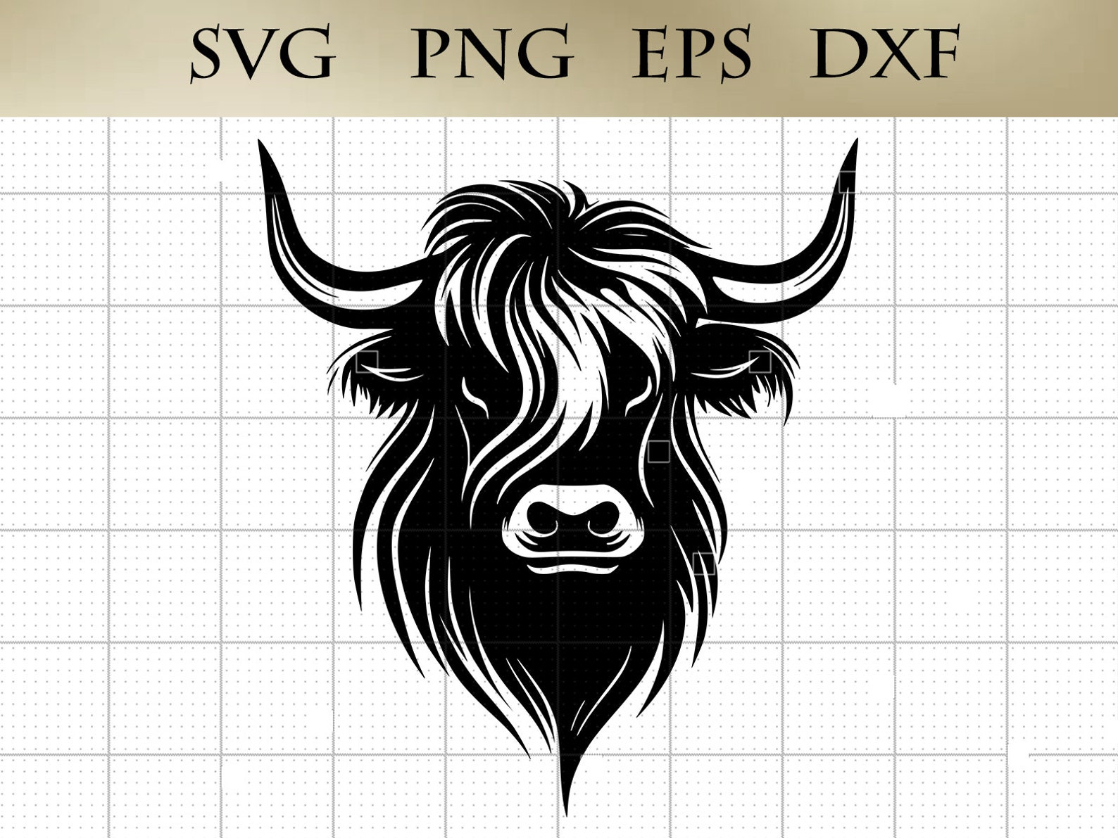 Scottish Highland Cow Head SVG Png Eps Dxf Cut File Vector Art, Clip ...
