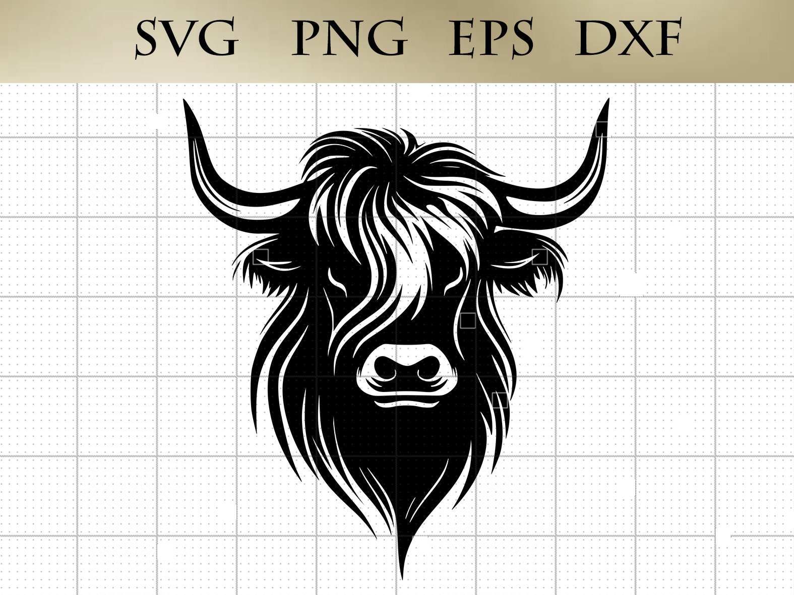 Scottish Highland Cow Head SVG Png Eps Dxf Cut File Vector Art, Clip ...