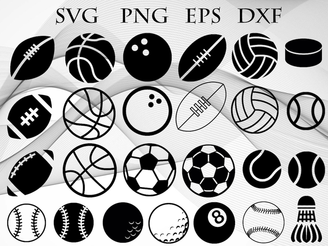 Sports Balls Bundle of 25 SVG Png Eps Dxf Cricut Cut File Basketball ...