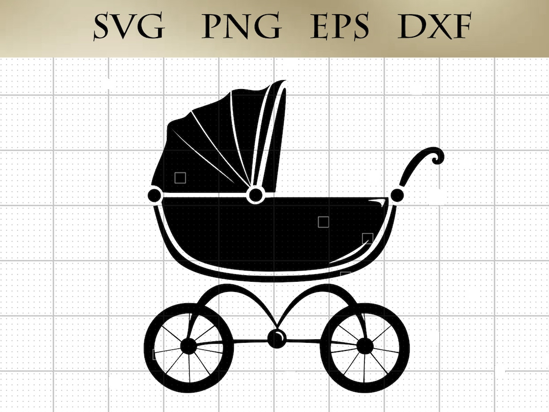 Baby Pram SVG Png Eps Dxf Baby Stroller Vector Silhouette Clipart ...
