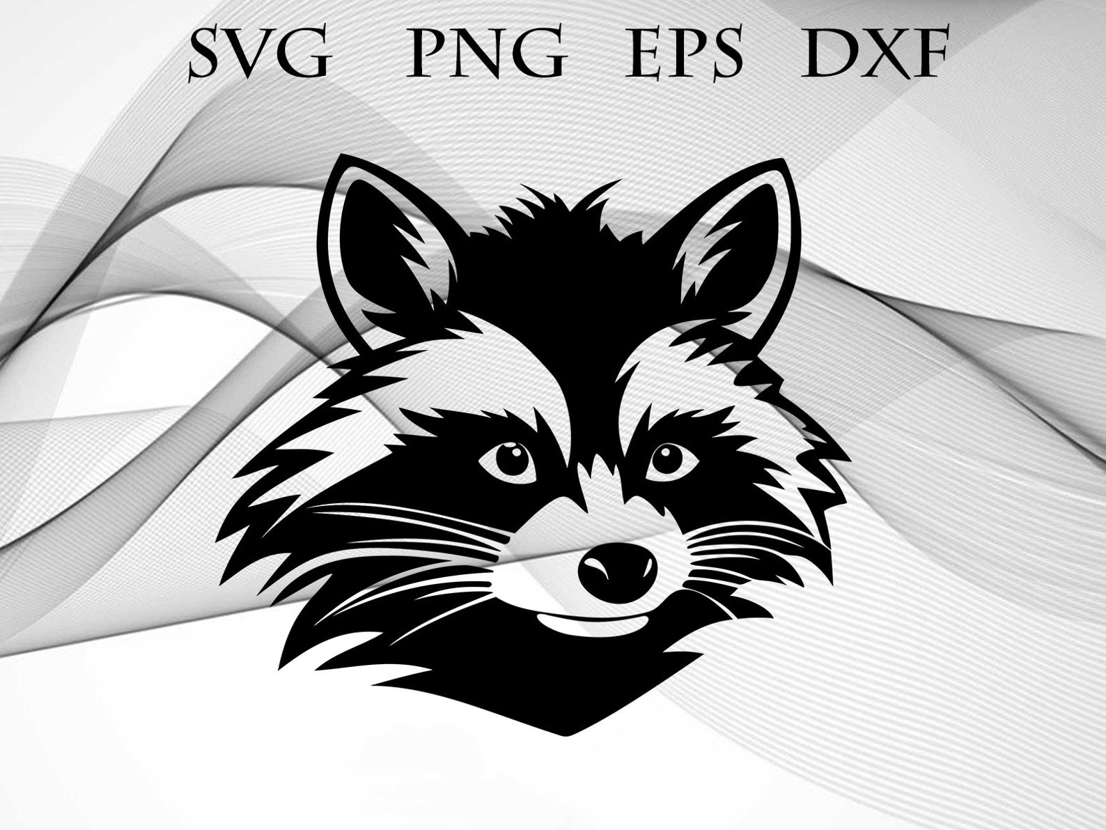 Raccoon Head Vector Art SVG Png Eps Dxf Raccoon Cut File, Black and ...