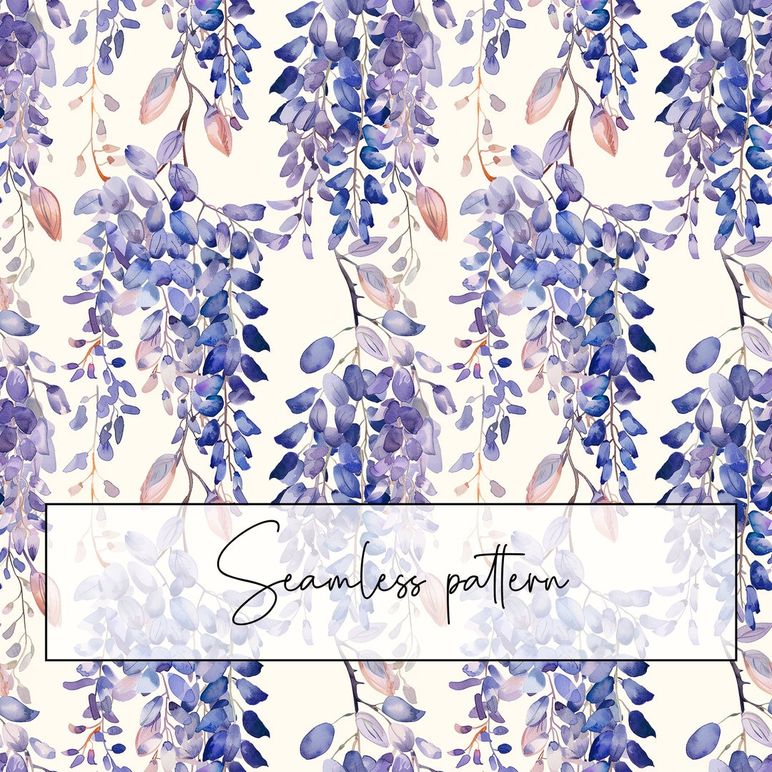 Purple Wisteria Seamless Pattern, Floral Repeat Pattern, Fabric Pattern ...