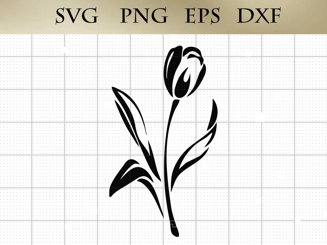 Tulip SVG Png Eps Dxf Flower Vector Drawing Cricut Silhouette Art ...