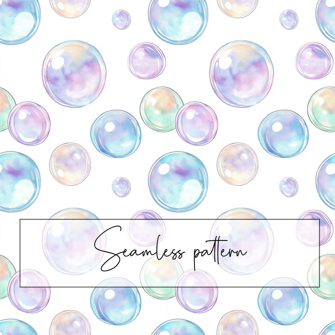 Watercolor Bubbles Seamless Pattern, Rainbow Bubbles Repeat Pattern ...