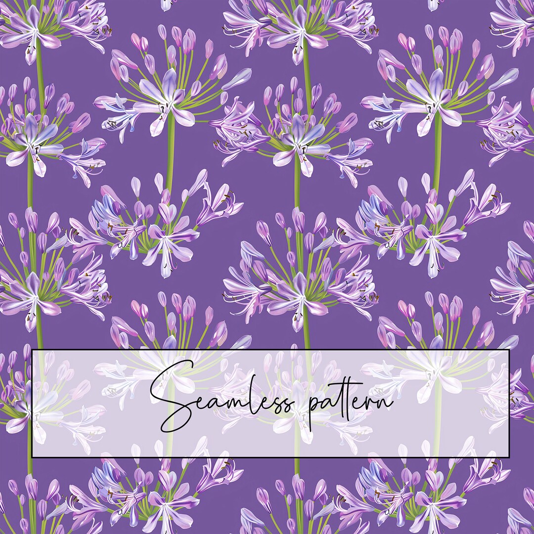 Agapanthus Flower Purple Seamless Pattern, Floral Repeat Pattern ...
