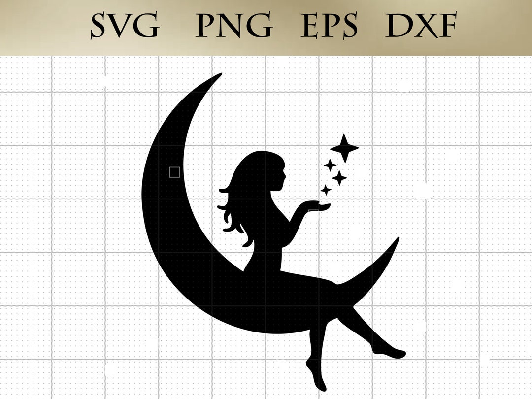 Fairy Moon SVG Png Eps Dxf Cut File, Magical Moon, Vector Art, Clip Art ...