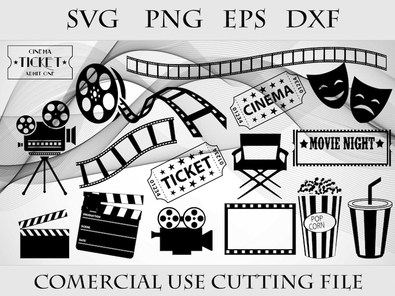 Cinema Film Movie Bundle SVG Png Eps Dxf Vector Clipart Cricut - Etsy ...