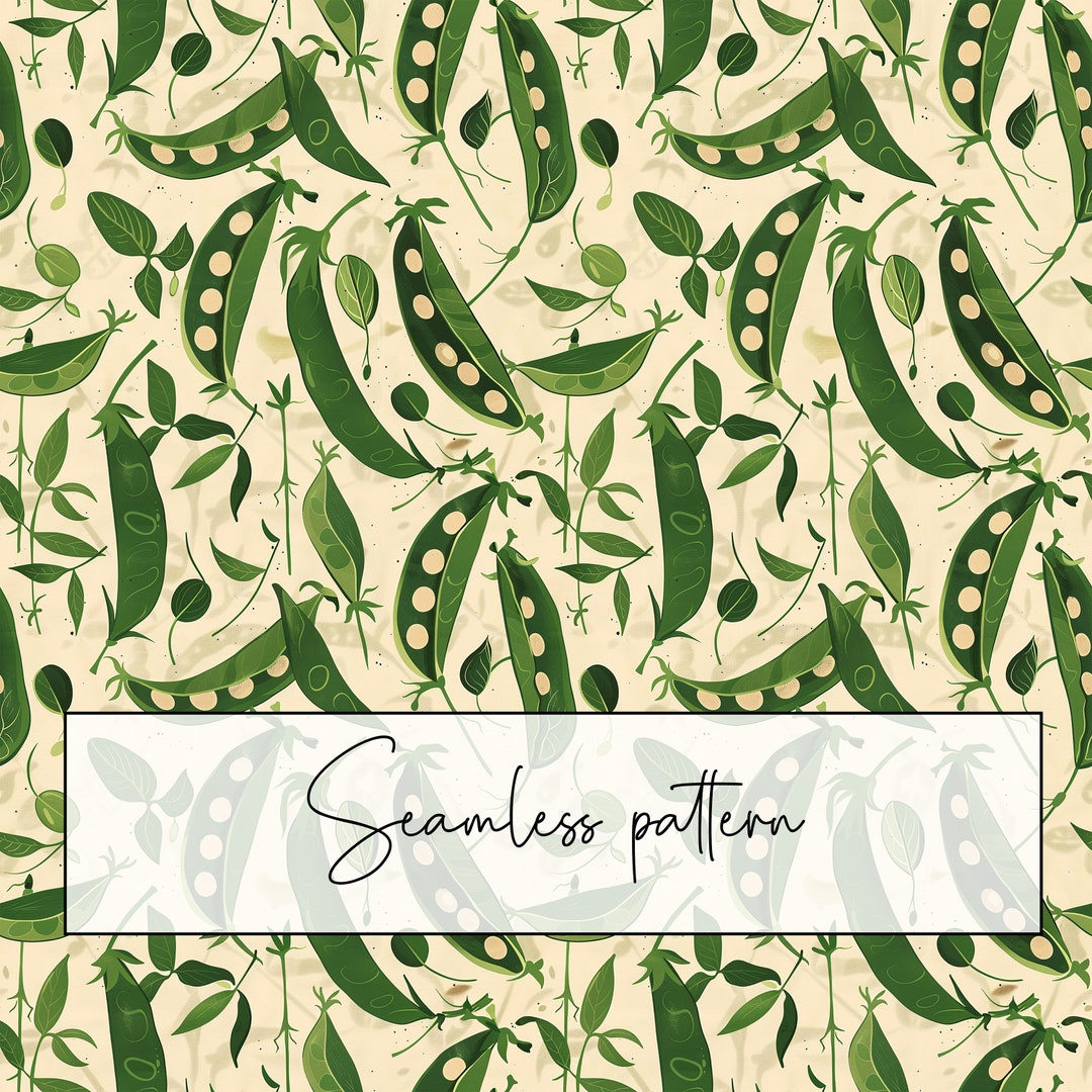 Vintage Style Peas Seamless Pattern, Beige Green Vegetable Repeat ...