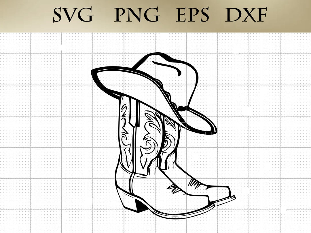 Cowboy Boots and Hat SVG Png Eps Dxf Vector Art, Cricut Digital Design ...