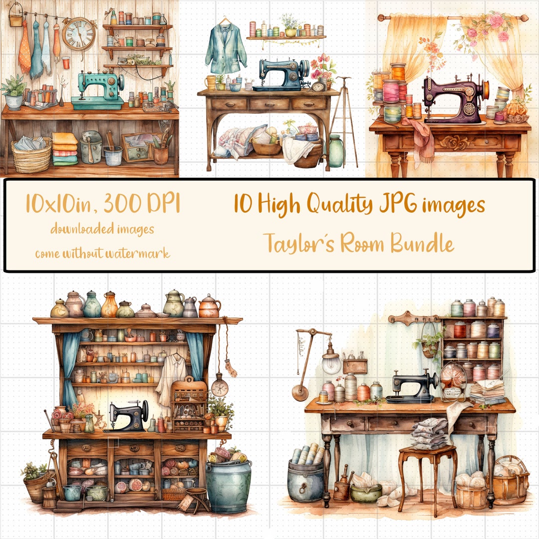 Taylor's Room Bundle of 10 JPG Clipart, Watercolour, Taylor Shop ...