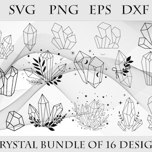 Crystal Bundle SVG Png Eps Dxf Magic Crystals Witchy Crystals Drawing ...