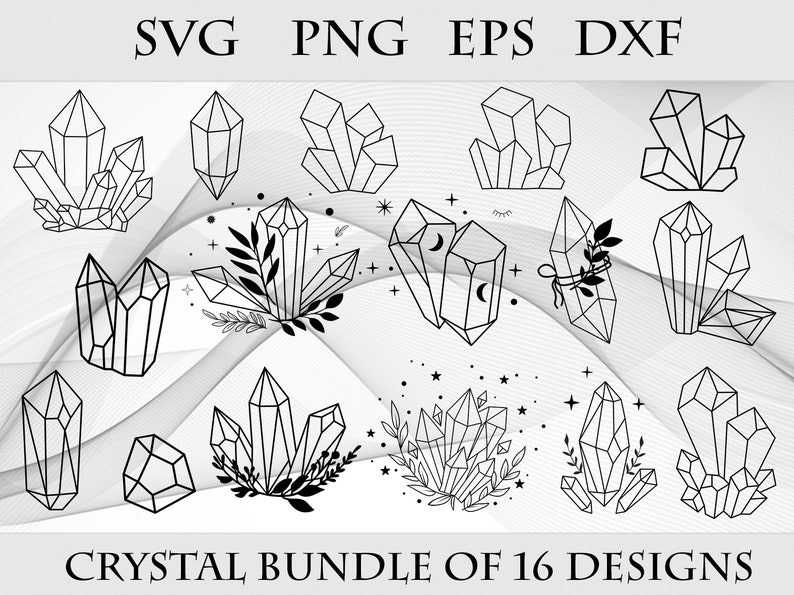 Crystal Bundle SVG Png Eps Dxf Magic Crystals Witchy Crystals - Etsy