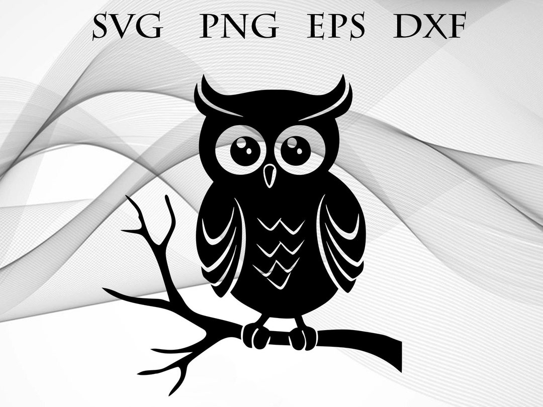 Baby Owl on Branch SVG Png Eps Dxf Owl on Tree Vector Silhouette ...