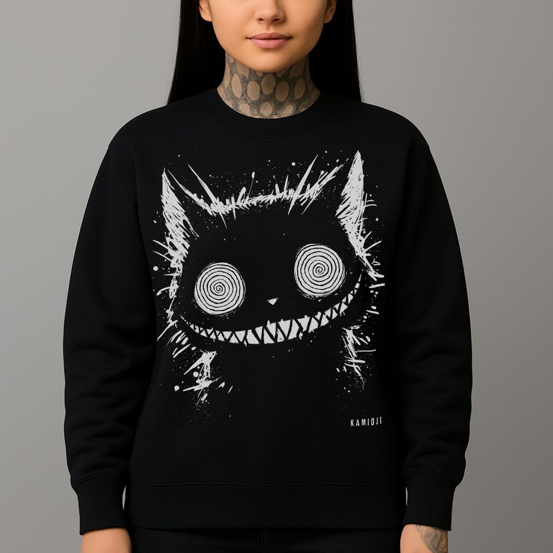 Cheshire Cat Sweatshirt: Creepy Horror Sweater, Unisex Gothic Clothing ...