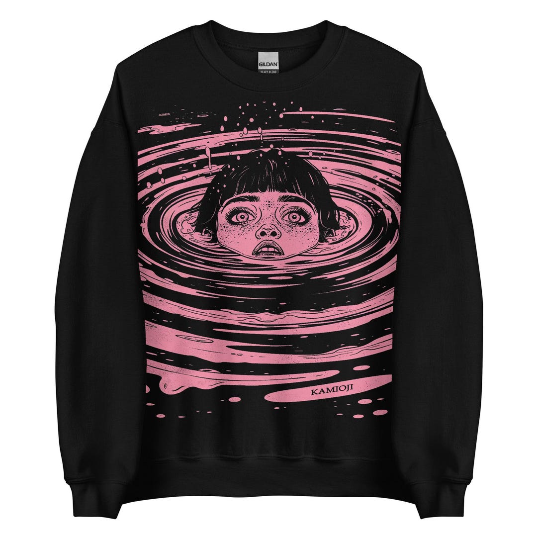 Anime Horror Sweatshirt: Drowning Girl Spiral Sweater, Trippy Weirdcore ...