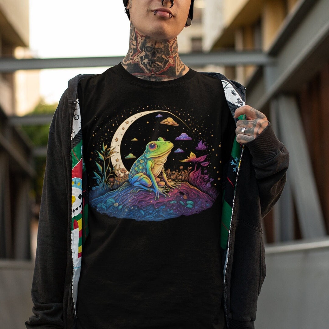 Cute Frog T Shirt Trippy Weirdcore Moon T-shirt Frog Tee - Etsy