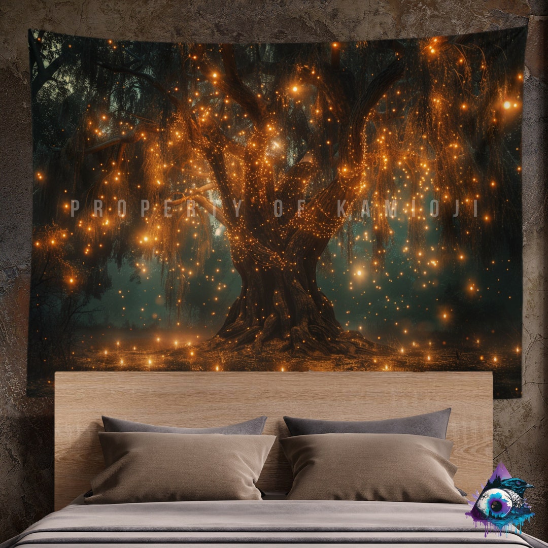 Celestial Tree of Life Tapestry, Witchy Wall Hanging Art, Bedroom ...