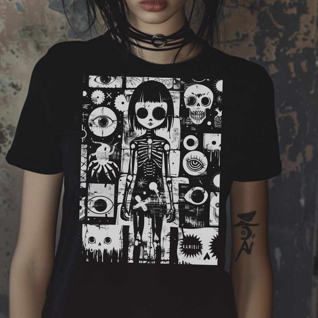 Creepy Skeleton Shirt Macabre Gothic Tshirt, Surreal Trippy Horror T ...
