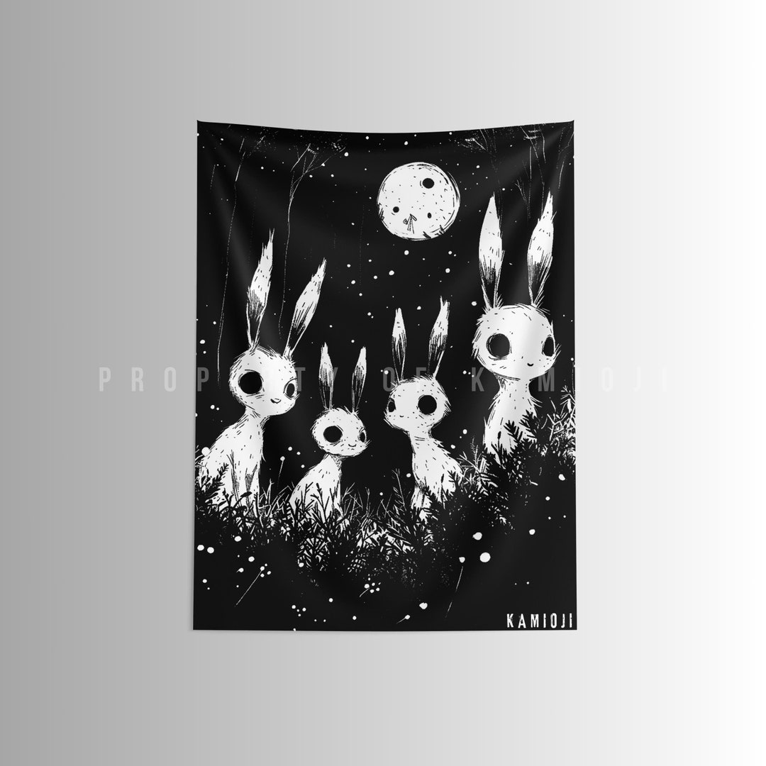 Creepy Cute Bunny Tapestry, Gothic Horror Rabbit Wall Hanging Decor - Etsy