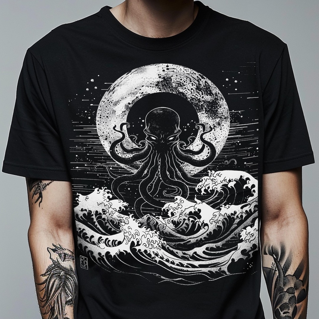 Cthulhu Tshirt: Kraken Sea Monster T-shirt, Retro Horror Shirt, Alt ...