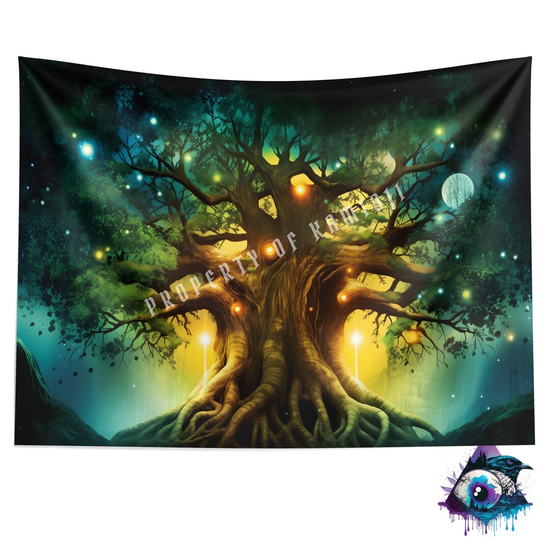 Fantasy Forest Tapestry. Tree of Life Wall Art. Wall Hanging. Mystical ...