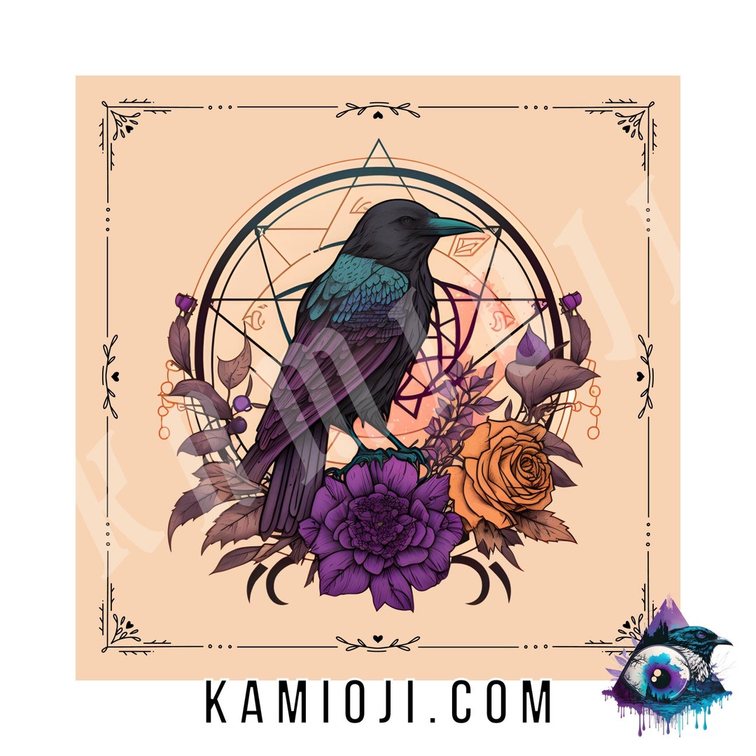 Witchy Crow Floral Tarot Card Cloth Tarot Cards Cloth Flower Oracle ...