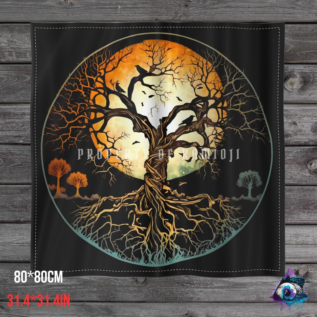 Tree of Life Tarot Cloth Crows and Moon Oracle Cloth for Readings Pagan ...