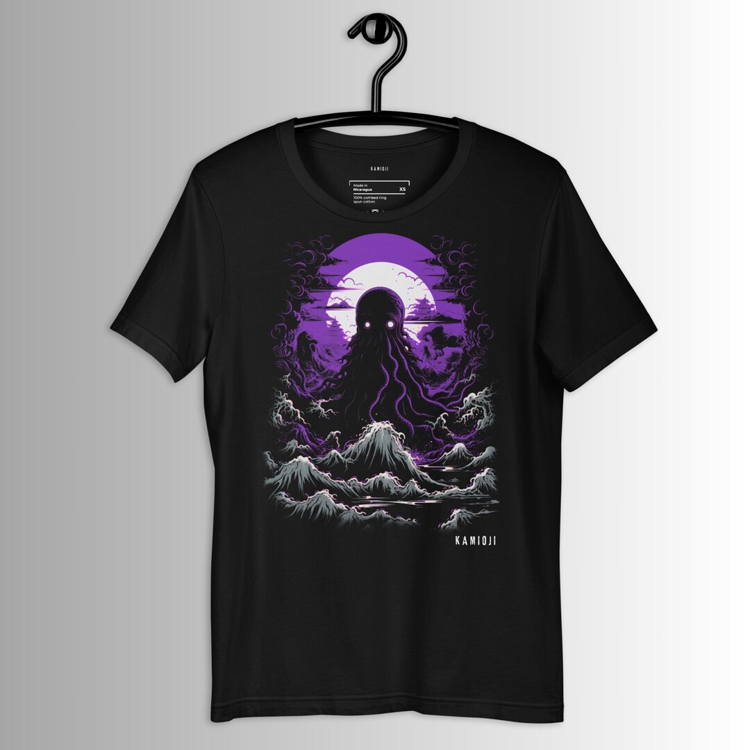 Cthulhu Tshirt Japanese Wave Alt Clothing Horror Graphic Shirt Octopus ...