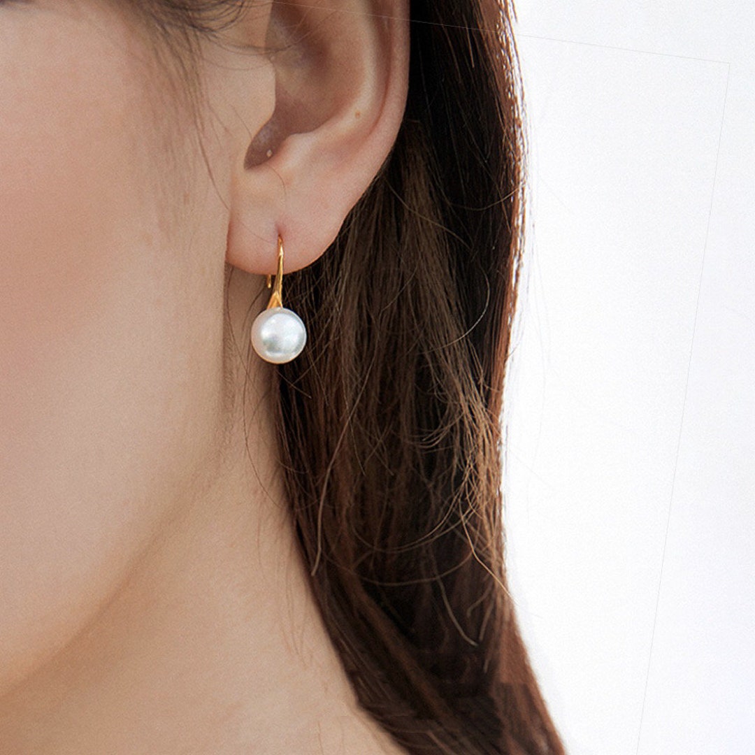 Delicate Lovely Small Note Pearl Gold Plated Earrings - Etsy