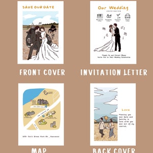 Wedding Invitation ( 4 Sides) , Personalized Illustration - Etsy