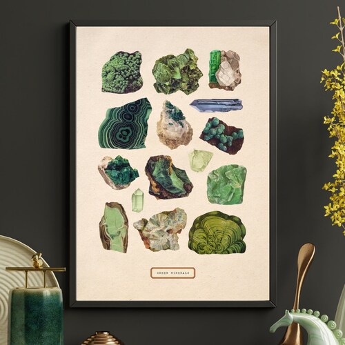 Vintage Mineral Kingdom Illustration Antique Crystals Art - Etsy
