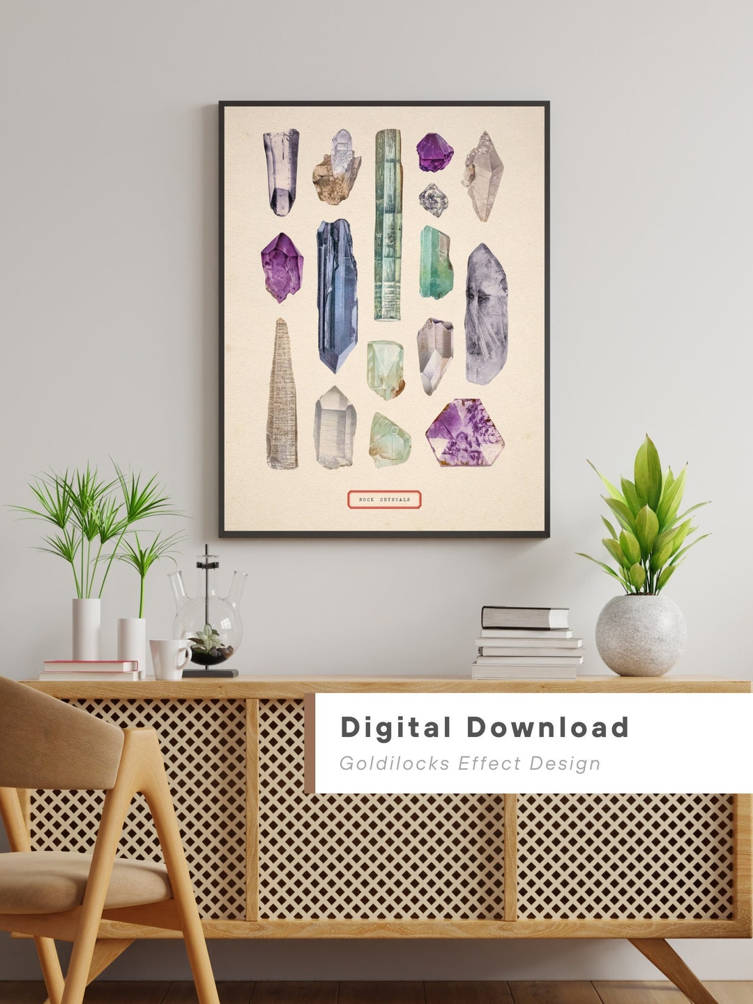 Vintage Rock Crystals Illustration, Antique Crystals Art, Vintage Rock ...