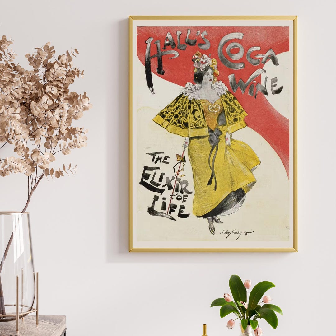 Vintage Apothecary Advertisement Print - Hall’s Coca Wine Art, Belle ...