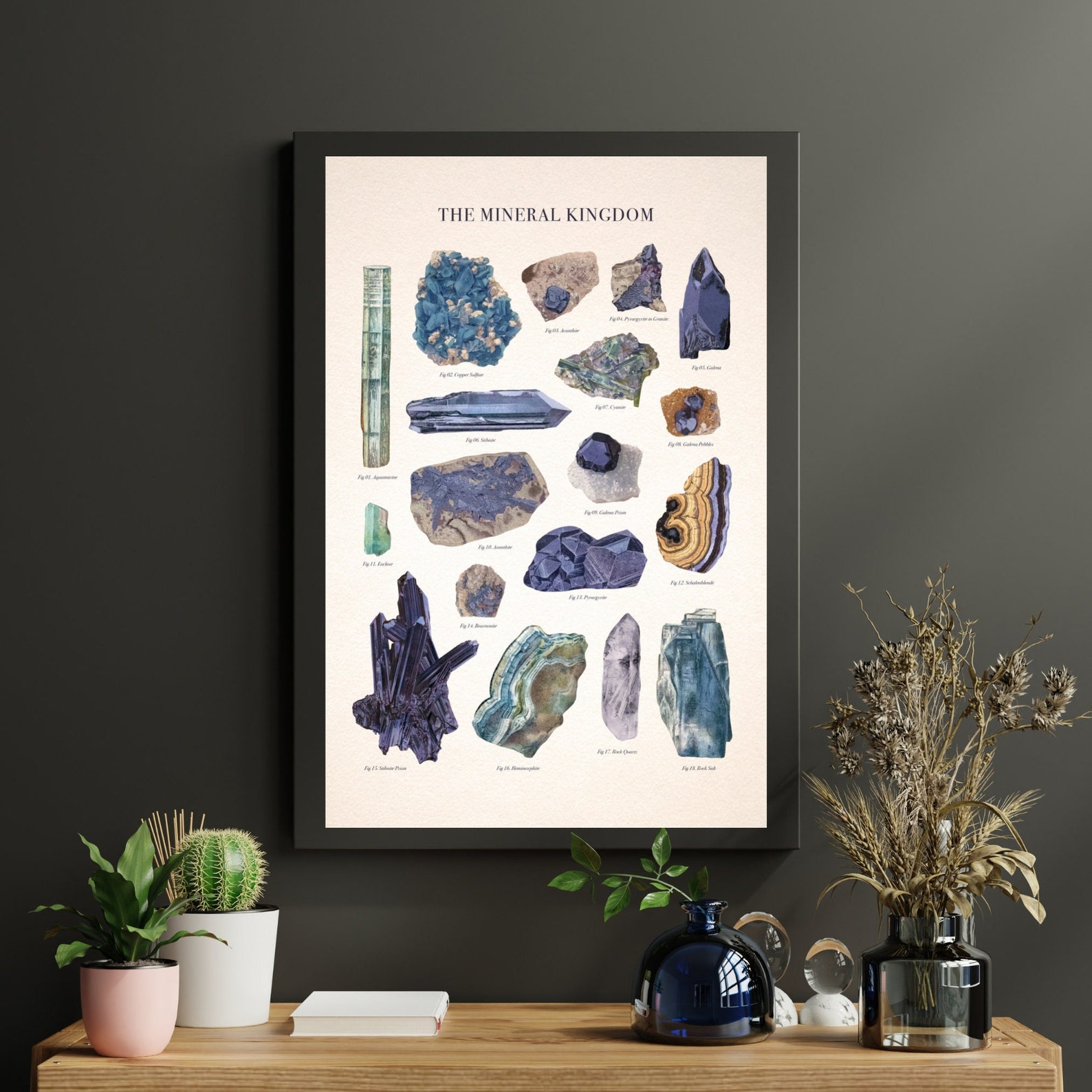 Vintage Mineral Kingdom Illustration, Antique Crystals Art, Vintage ...