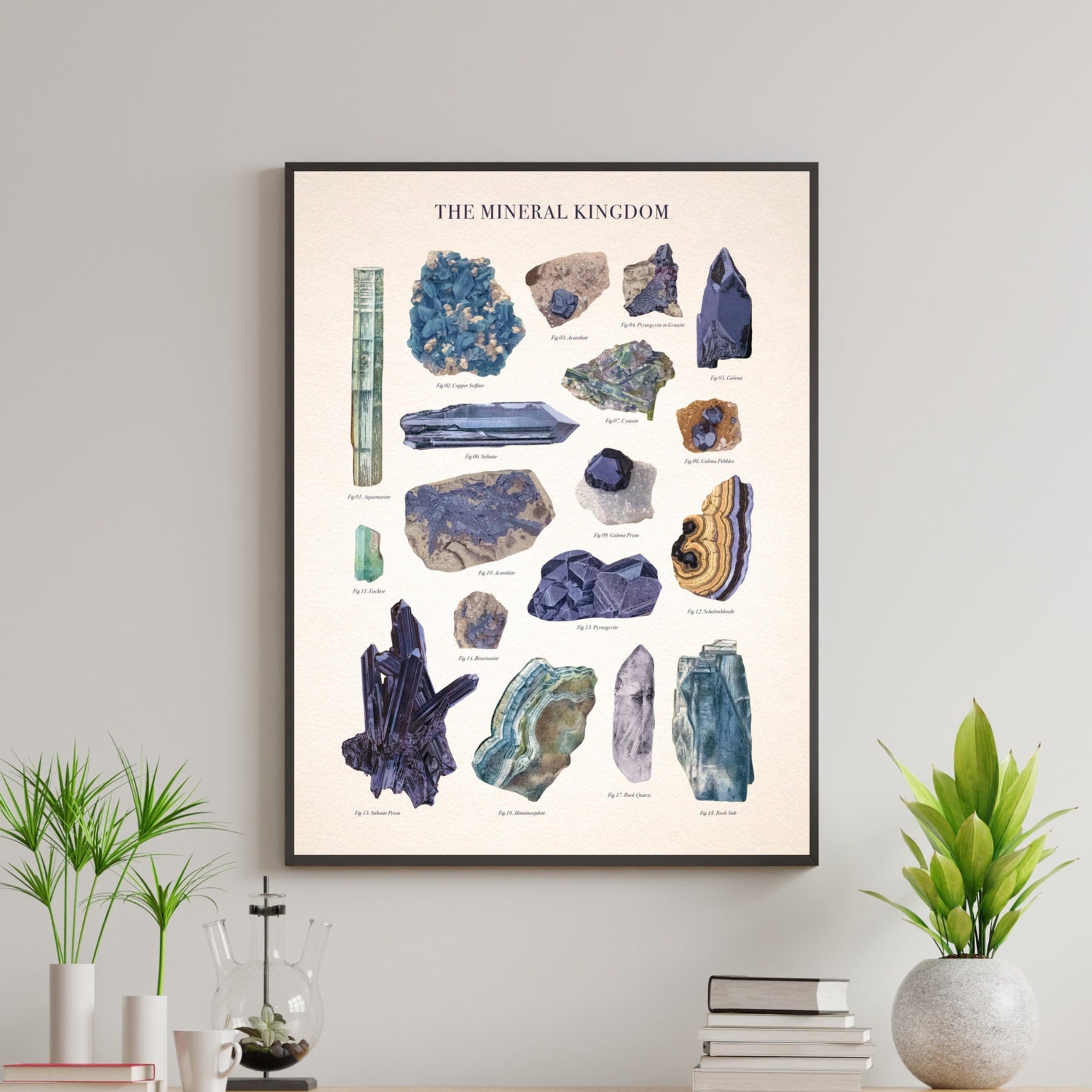 Vintage Mineral Kingdom Illustration, Antique Crystals Art, Vintage ...