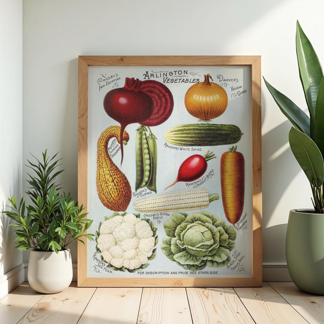 Antique Vegetable Art Print - Vintage Arlington Produce Kitchen Decor ...
