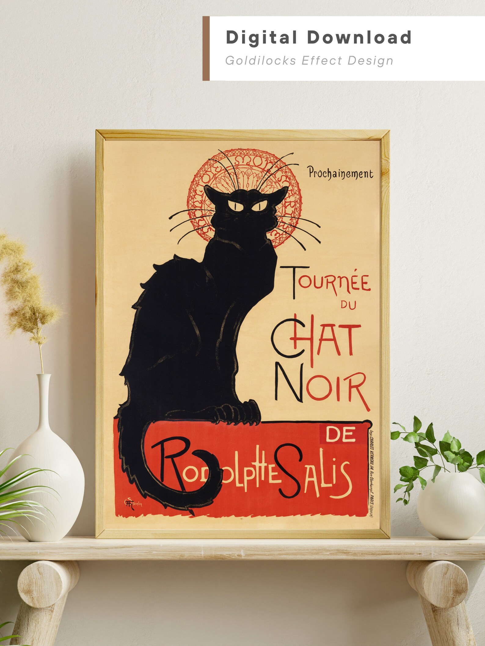 Le Chat Noir Poster: Vintage Black Cat Art Nouveau Print (digital ...