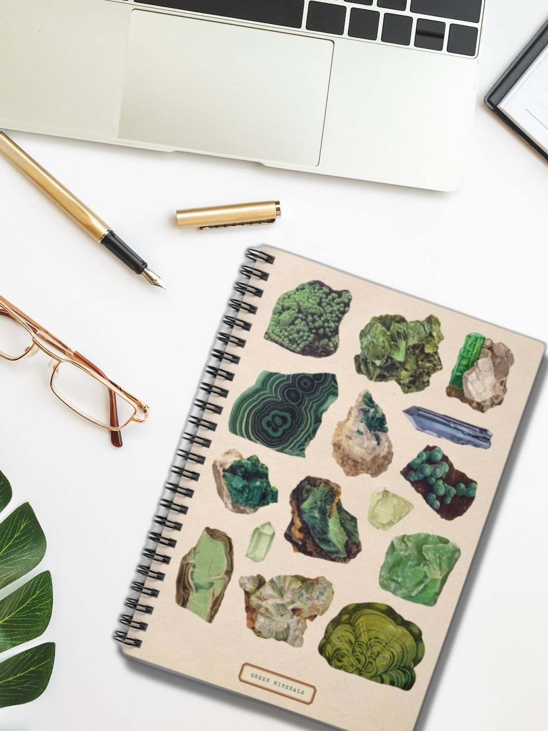 Green Minerals Spiral Notebook, Gemstone Journal, Crystal Artwork Gift ...