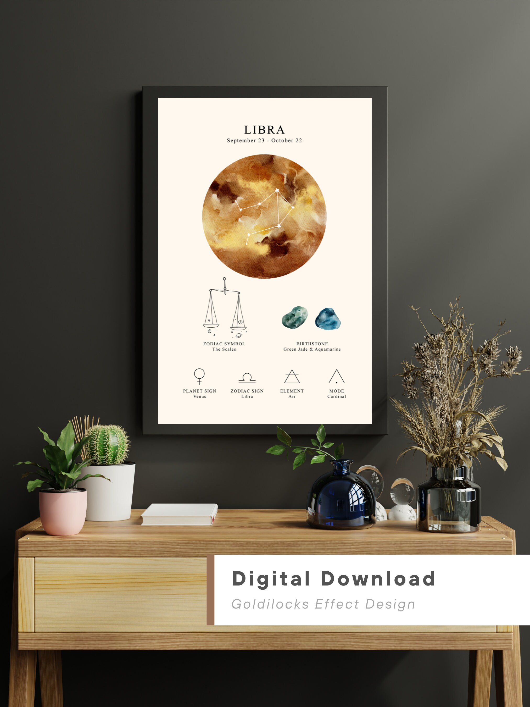 Libra Print Zodiac Star Sign Libra Birthday Gift Libra - Etsy