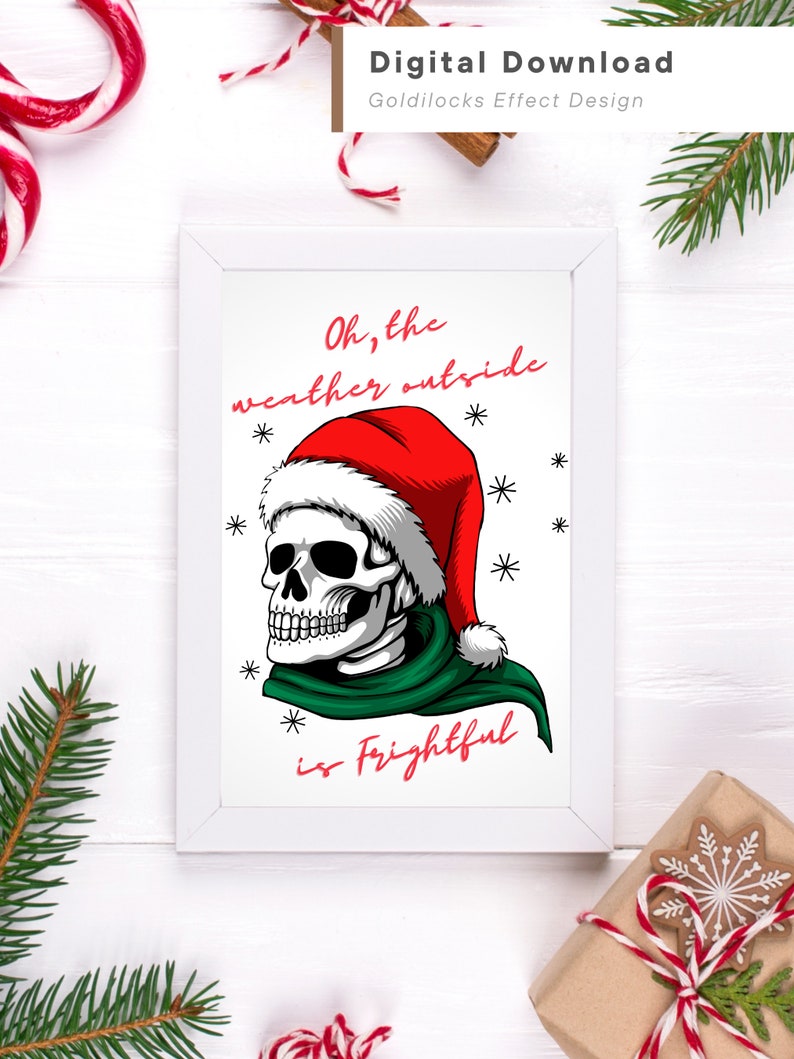Santa Skull Christmas Wall Art the Weather Outside is - Etsy